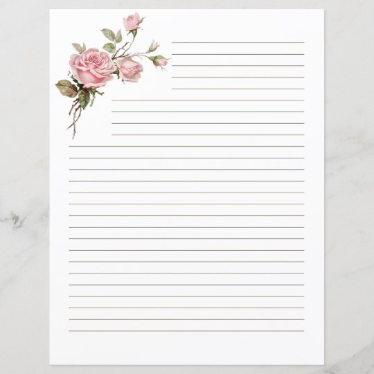Pink Rose Lined Paper | Zazzle.com