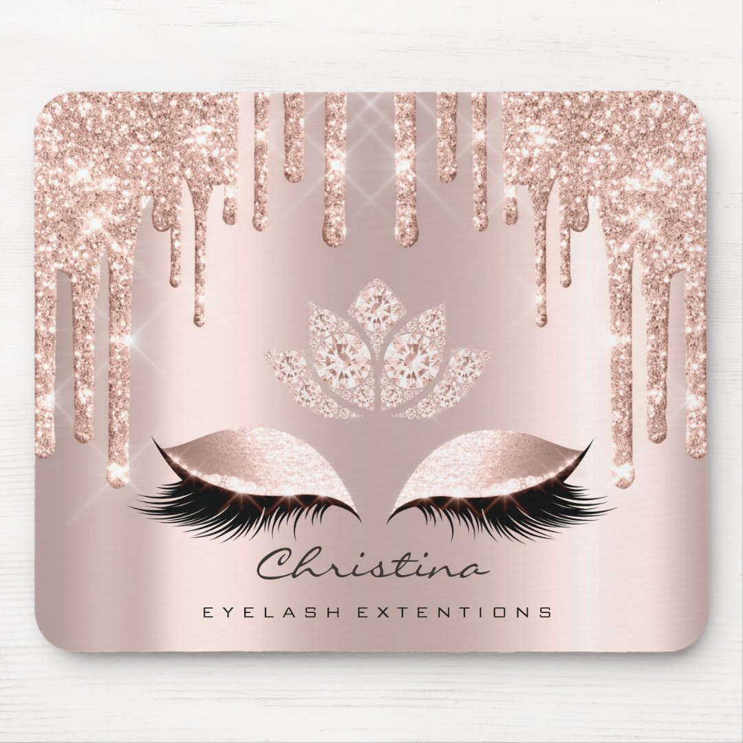 Pink Rose Makeup Artist Sparkly Diamond Lotos Lash Mouse Pad | Zazzle