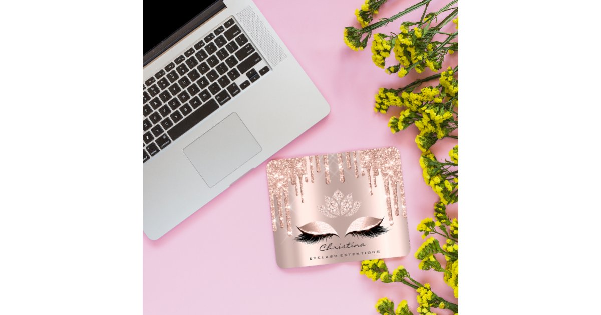 Pink Rose Makeup Artist Sparkly Diamond Lotos Lash Mouse Pad | Zazzle
