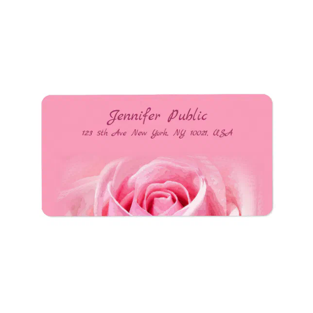 Pink Rose Modern Creative Watercolor Floral Plain Label | Zazzle