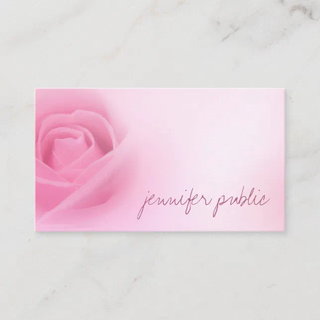 Pink Rose Modern Template Elegant Handwritten Name Business Card | Zazzle