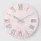 Pink Rose Pastel Powder Glitter Roman Numbers Large Clock | Zazzle