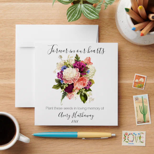 Pink Rose Purple Orchid Funeral Seed Packet Envelope | Zazzle