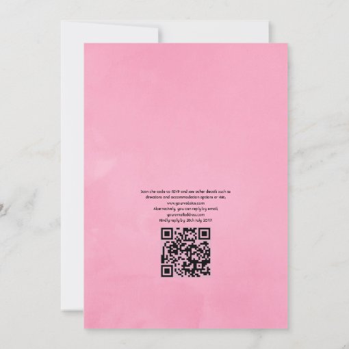 Pink Rose QR Code RSVP Garden Wedding Invitation | Zazzle