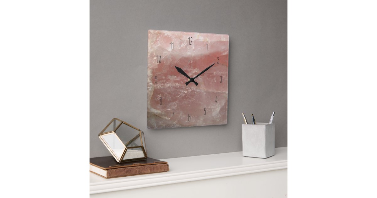 Pink Rose Quartz Photography Numbered Square Wall Clock | Zazzle