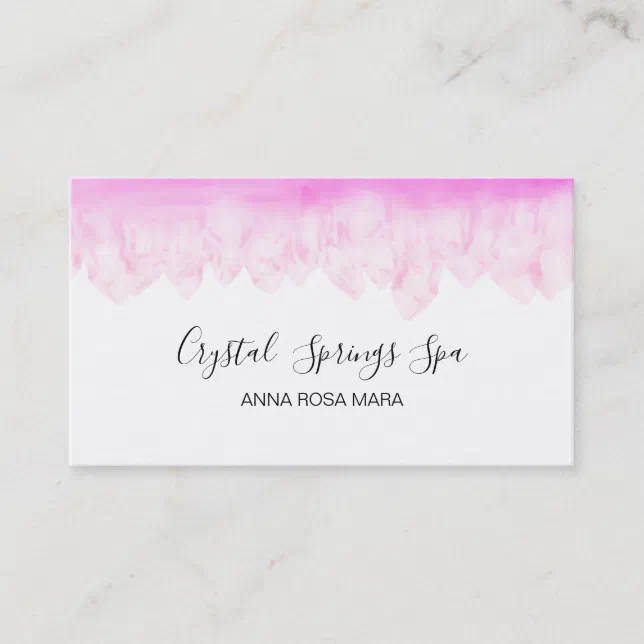 Pink Rose Quartz Watercolor Crystals Business Card | Zazzle