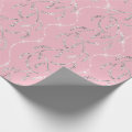 Pink Rose Sparkly Laurel Floral Silver Diamonds Wrapping Paper | Zazzle