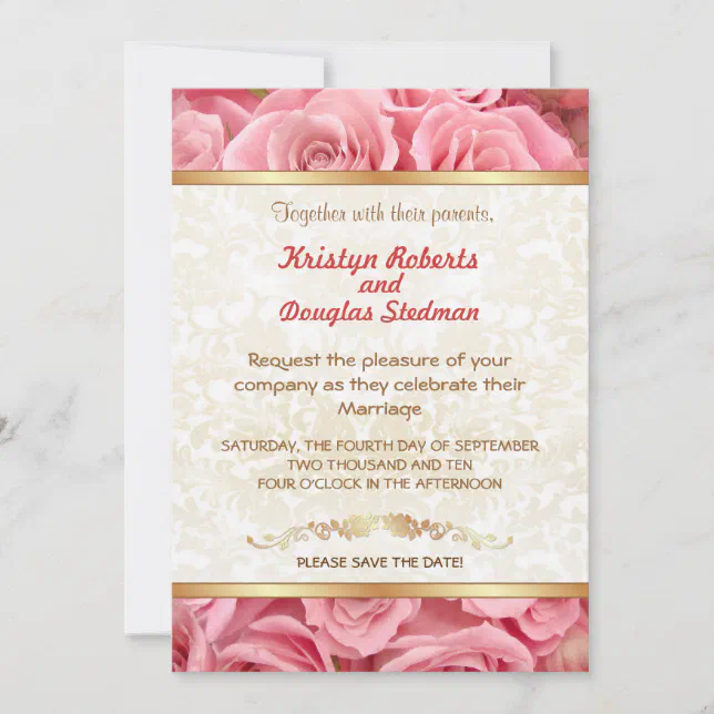 Pink Rose - Wedding Invitation | Zazzle