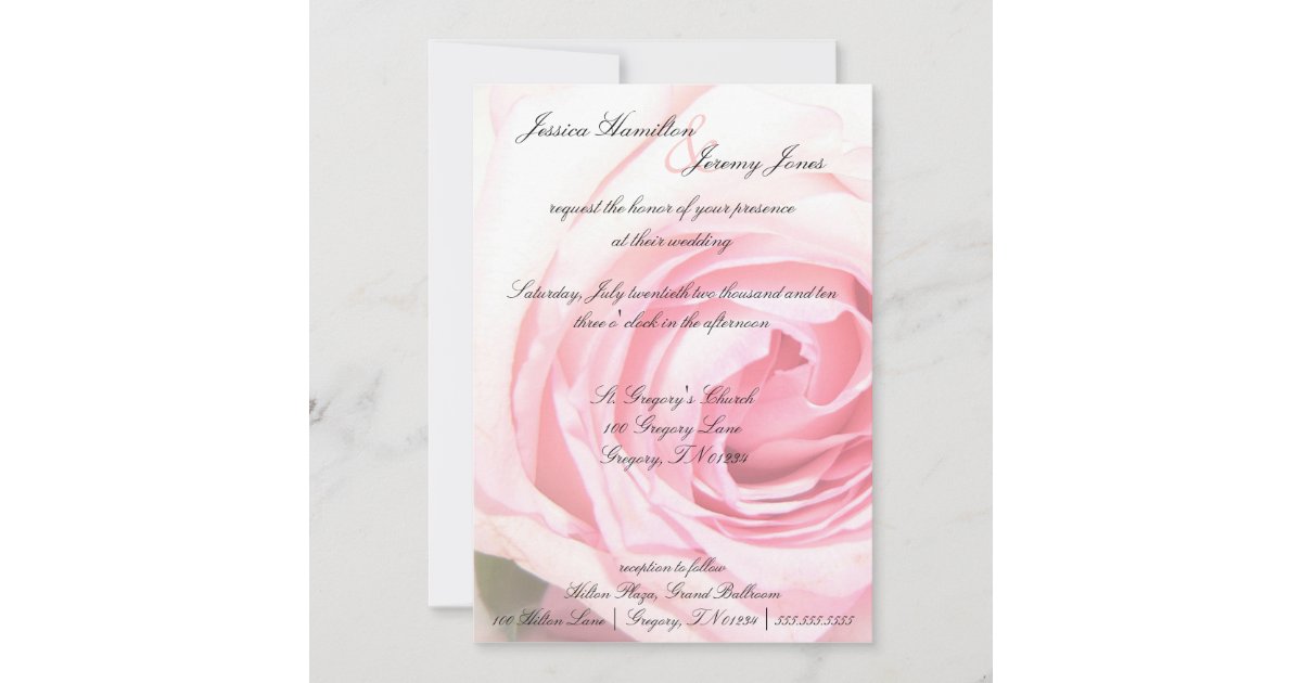 Pink Rose Wedding Invitation | Zazzle