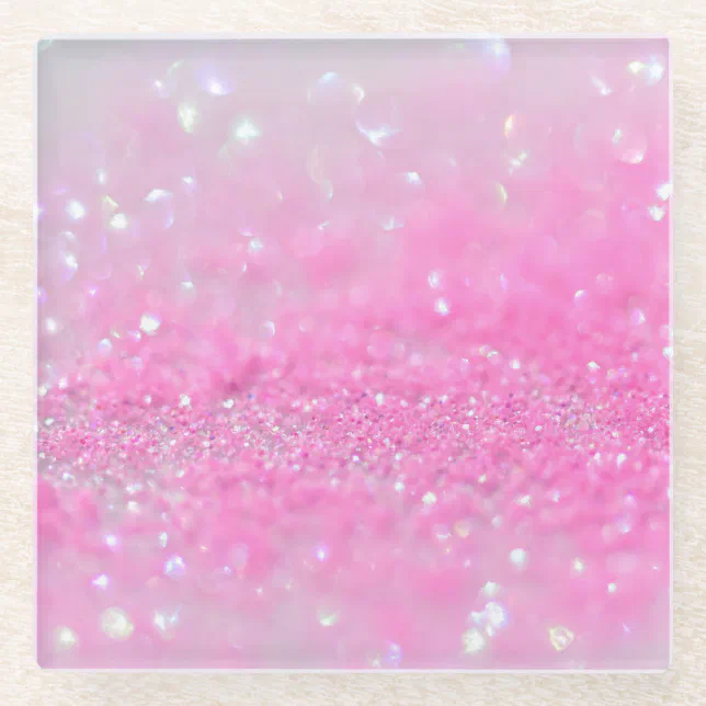 Pink Rosegold Sparkle Baby Girl Glitter Glass Coaster | Zazzle