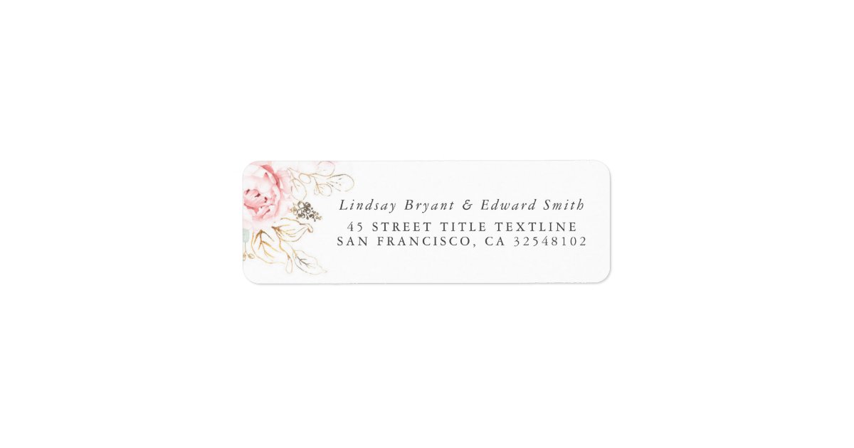 Pink Roses and Gold Leaves Label | Zazzle