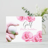Pink roses and golf ball invitation | Zazzle
