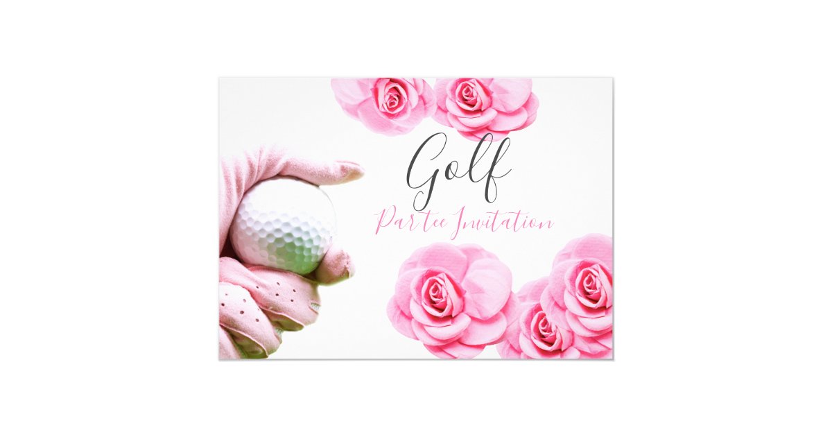 Pink roses and golf ball invitation | Zazzle.com