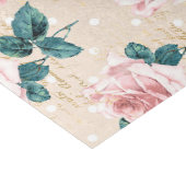 Pink Roses and Script Writing on Tan Decoupage Tissue Paper | Zazzle