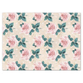 Pink Roses and Script Writing on Tan Decoupage Tissue Paper | Zazzle