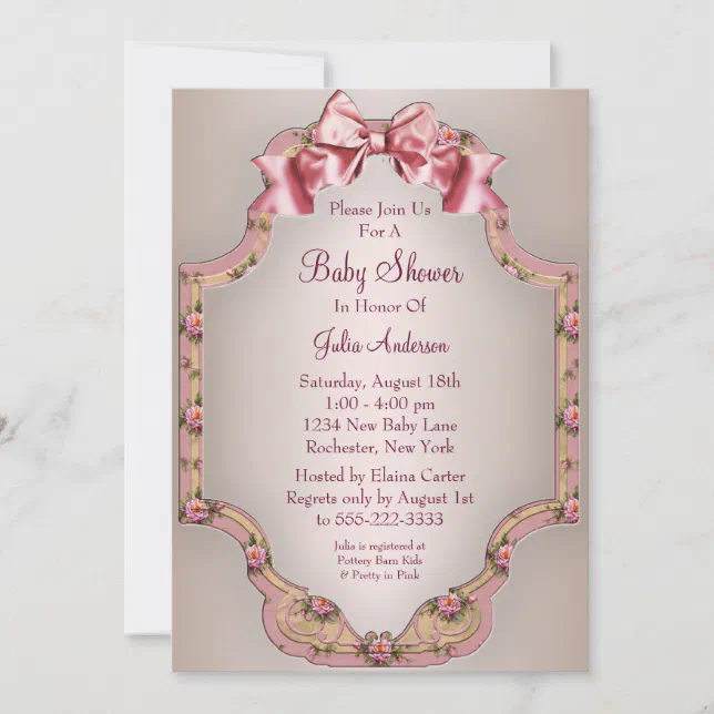 Pink Roses Baby Girl Shower Invitations | Zazzle