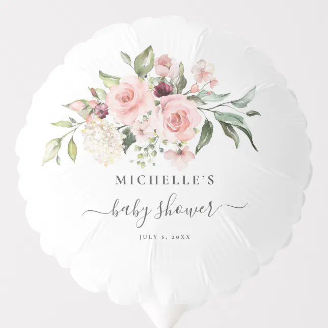 Pink Roses Baby Shower Balloon | Zazzle
