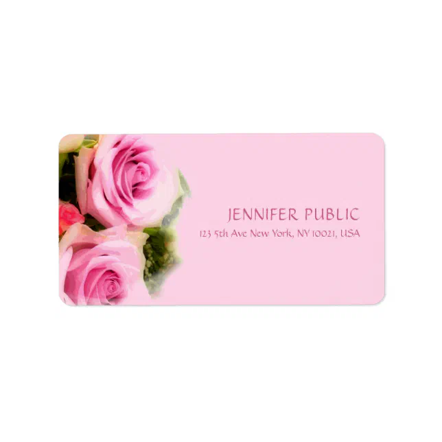 Pink Roses Bouquet Elegant Floral Art Flowers Label | Zazzle