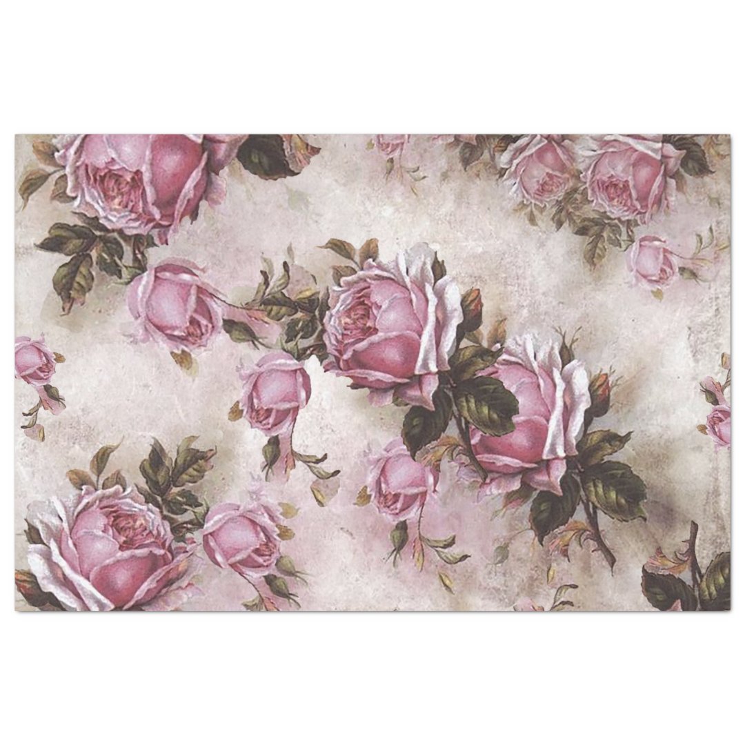 Pink Roses Decoupage Tissue Paper | Zazzle