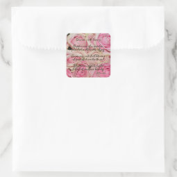Pink Roses Dream Poem Square Sticker | Zazzle