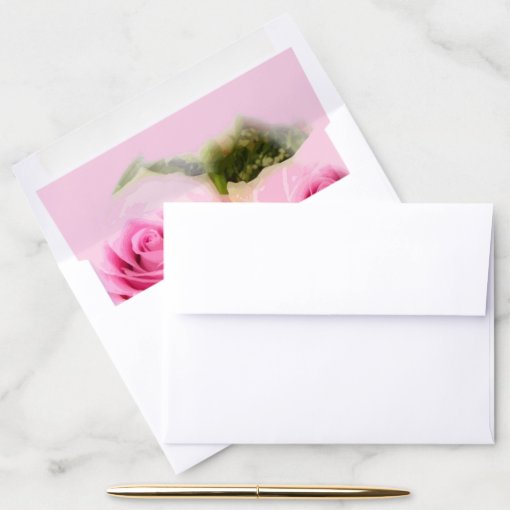 Pink Roses Elegant Pretty Template Floral Trendy Envelope Liner | Zazzle