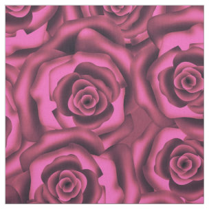 Dark Pink Roses Floral Pattern Fabric | Zazzle