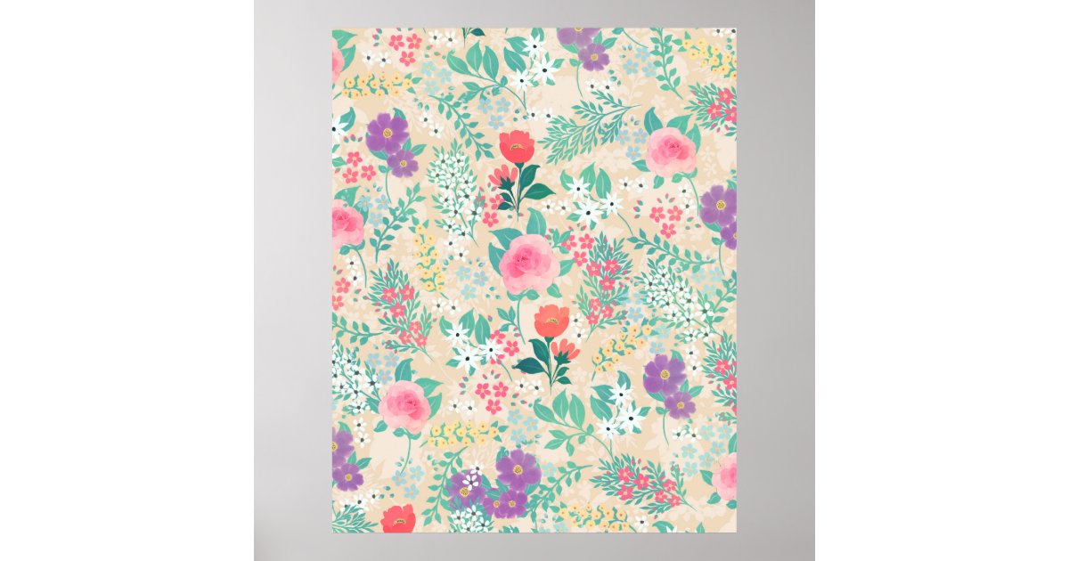 Pink Roses Floral Design Poster | Zazzle