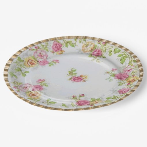 Pink Roses Floral Garden Party Paper Plates | Zazzle