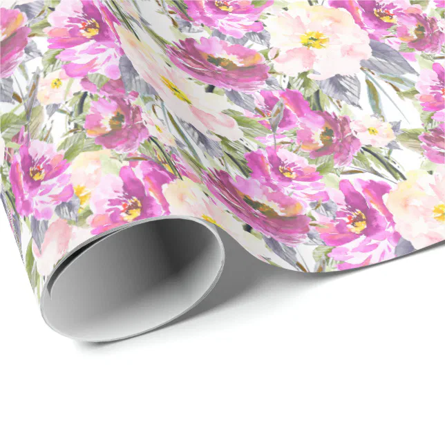 Pink Roses Floral Wrapping Paper | Zazzle