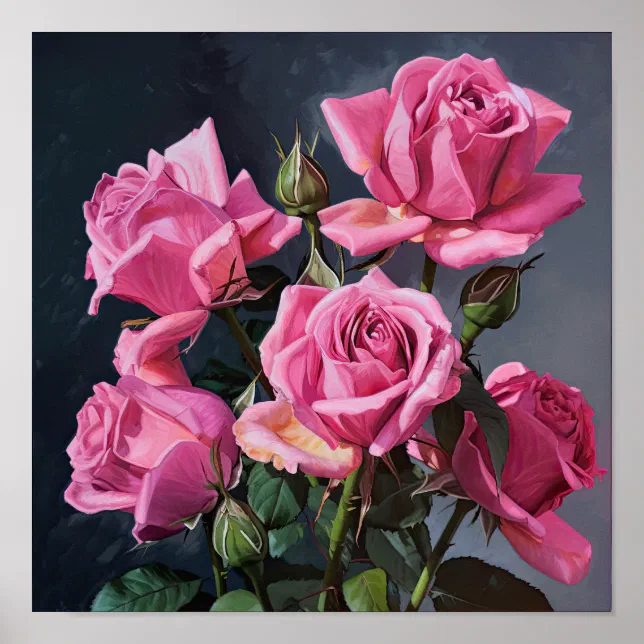 Pink Roses Flower Art Print Poster | Zazzle