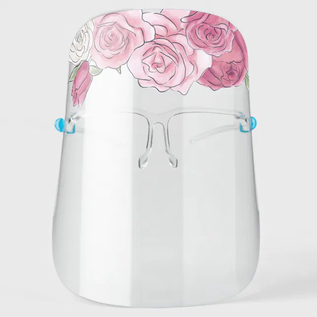 Pink Roses Flower Crown Face Shield | Zazzle