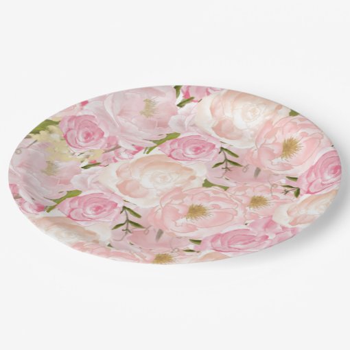 Pink roses flower plates | Zazzle