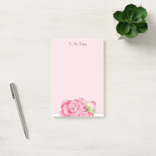 Pink Roses / Flowers To Do List Post-it Notes | Zazzle