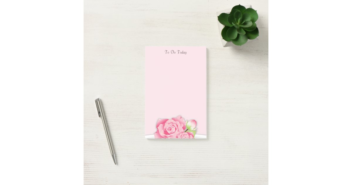 Pink Roses / Flowers To Do List Post-it Notes | Zazzle