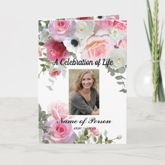 Pink Roses Funeral Program | Zazzle.com