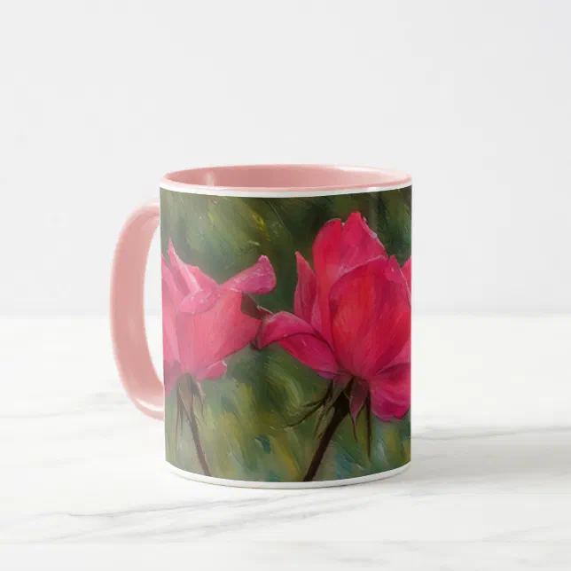 Pink Roses Garden Art Pretty Flower Mug Cup | Zazzle