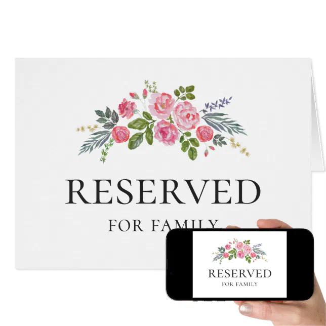 Pink roses. Garden flowers. Wedding reserved sign | Zazzle