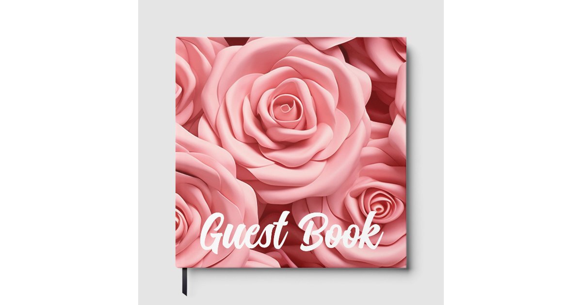 Pink Roses Guest Book | Zazzle