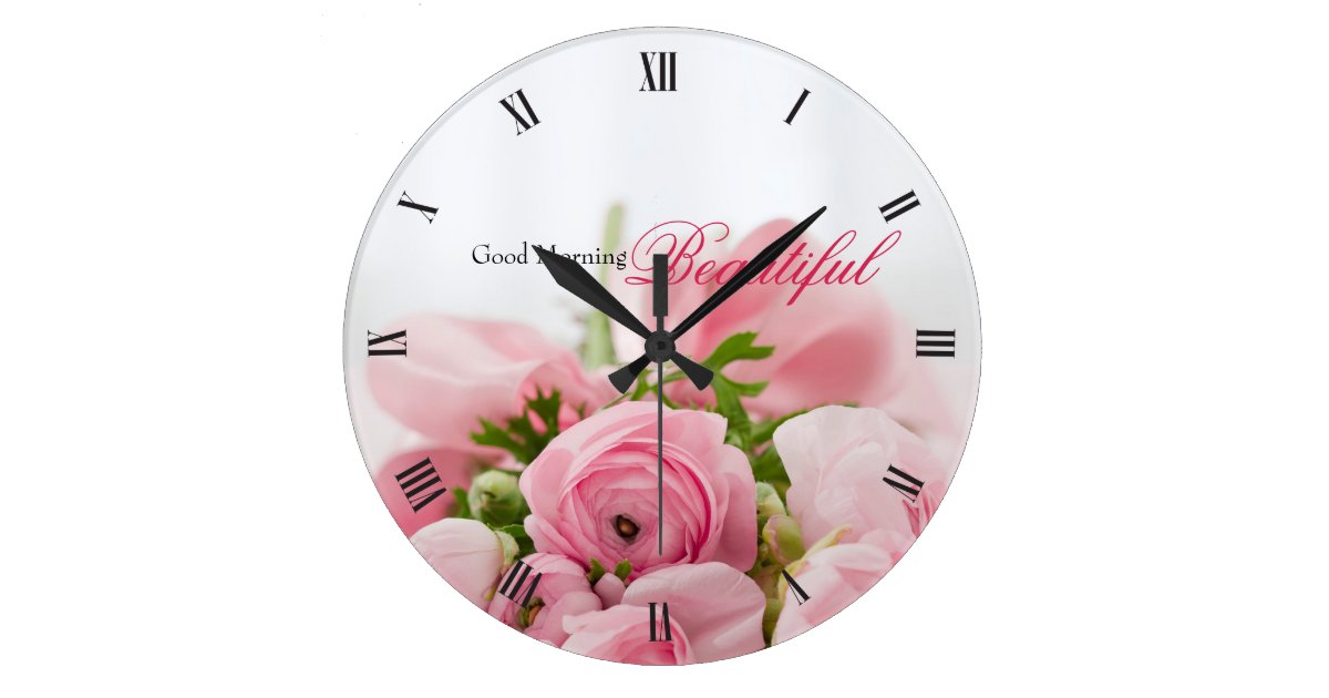 Pink roses large clock | Zazzle.com