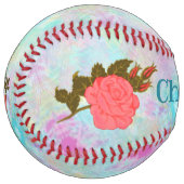 Pink Roses on Pastel Background, Feminine Softball | Zazzle