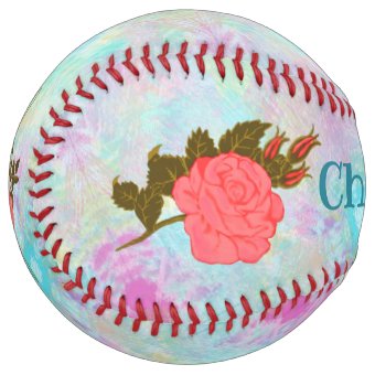 Pink Roses on Pastel Background, Feminine Softball | Zazzle