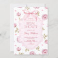 Pink roses pattern bow bridal shower invitation | Zazzle