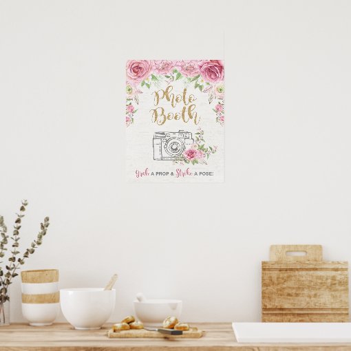 Pink Roses Photo Booth Prop Floral Wedding Decor | Zazzle