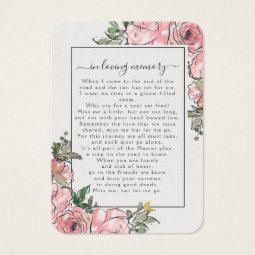 Pink Roses Photo Funeral Memorial Poem Card | Zazzle