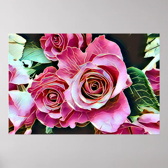 PINK ROSES POSTER | Zazzle