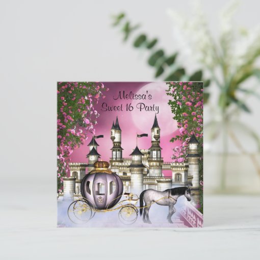 Pink Roses Princess Sweet 16 Birthday Party Invitation | Zazzle
