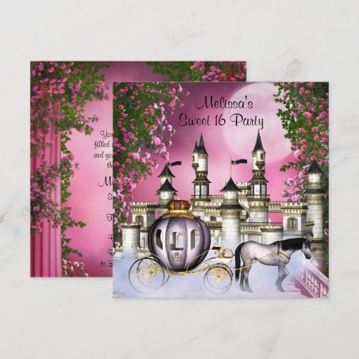 Pink Roses Princess Sweet 16 Birthday Party Invitation | Zazzle