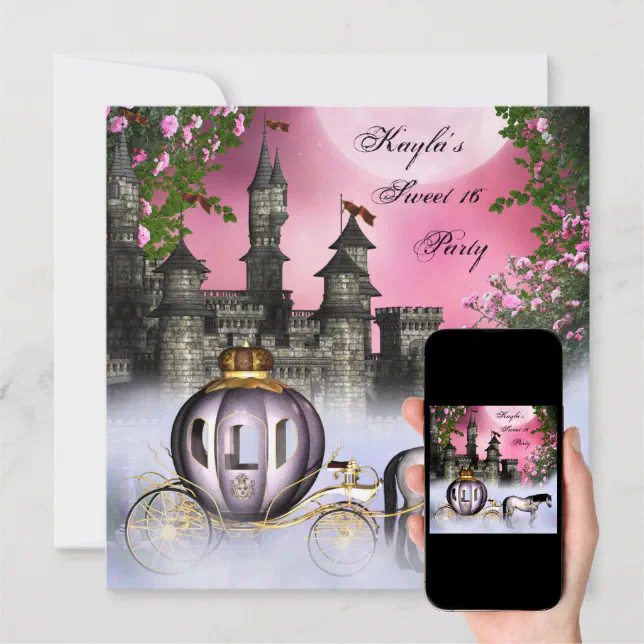 Pink Roses Princess Sweet 16 Party Invitation | Zazzle