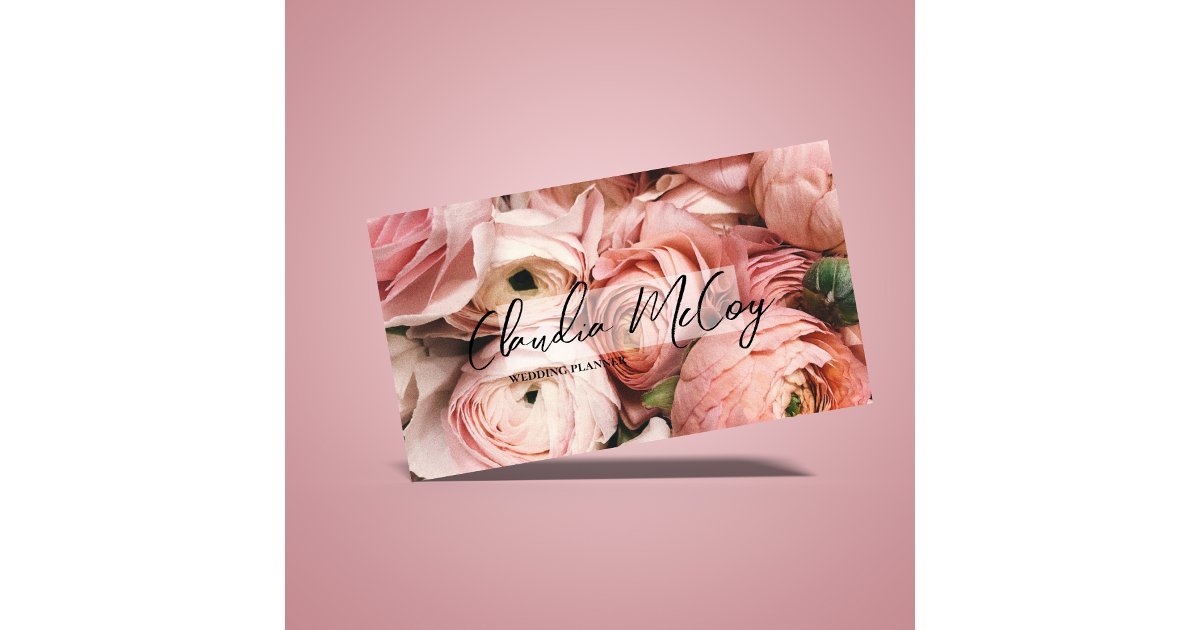 Pink Roses | Professional Wedding Planner Business Card | Zazzle
