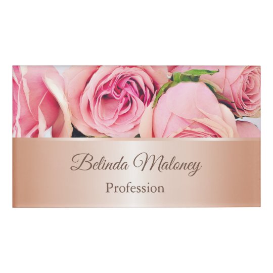 Pink Roses Rose Gold Name Tag Zazzle pink-roses-rose-gold-name-tag-zazzle